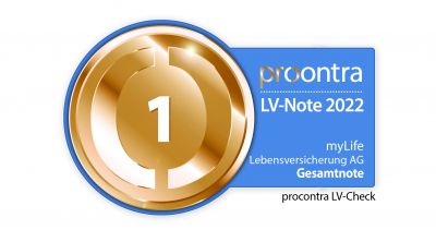 Gesamtnote „1“ für myLife beim LV-Check von procontra - myLife Invest